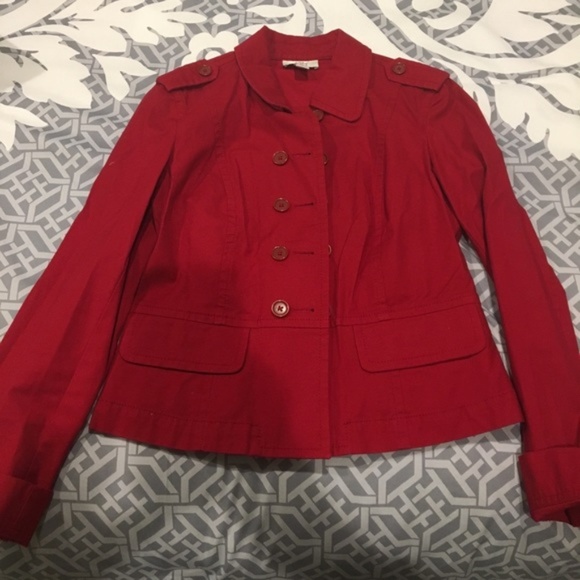 LOFT | Jackets & Coats | Loft Red Military Inspired Jacket | Poshmark